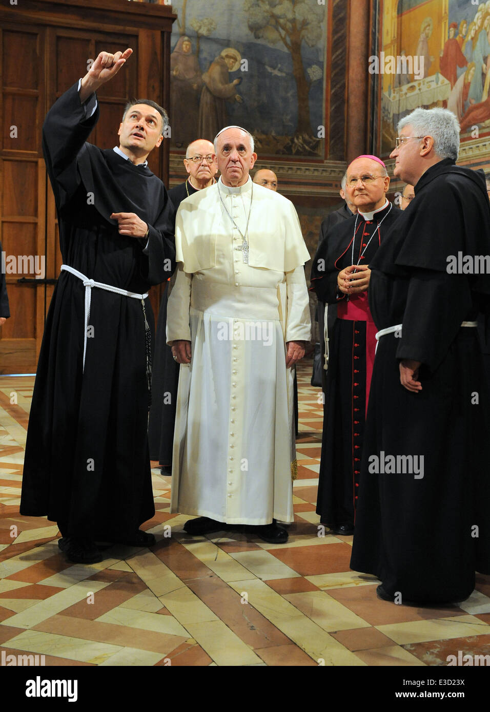 Pope Francis (Francesco I) in pastoral visit to Assisi Upper Basilica ...