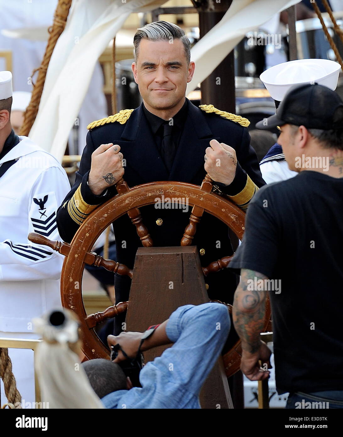 Robbie Williams filming a music video for his song 'Go Gentle' off his ...