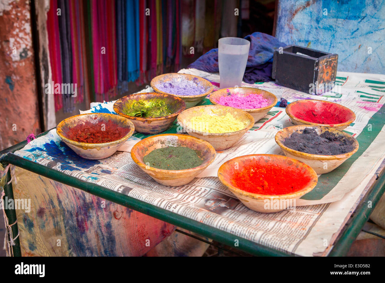 A Selection Of Natural Colours Used For Dyeing Wool And Silk In The Dyers Souk Marrakesh In