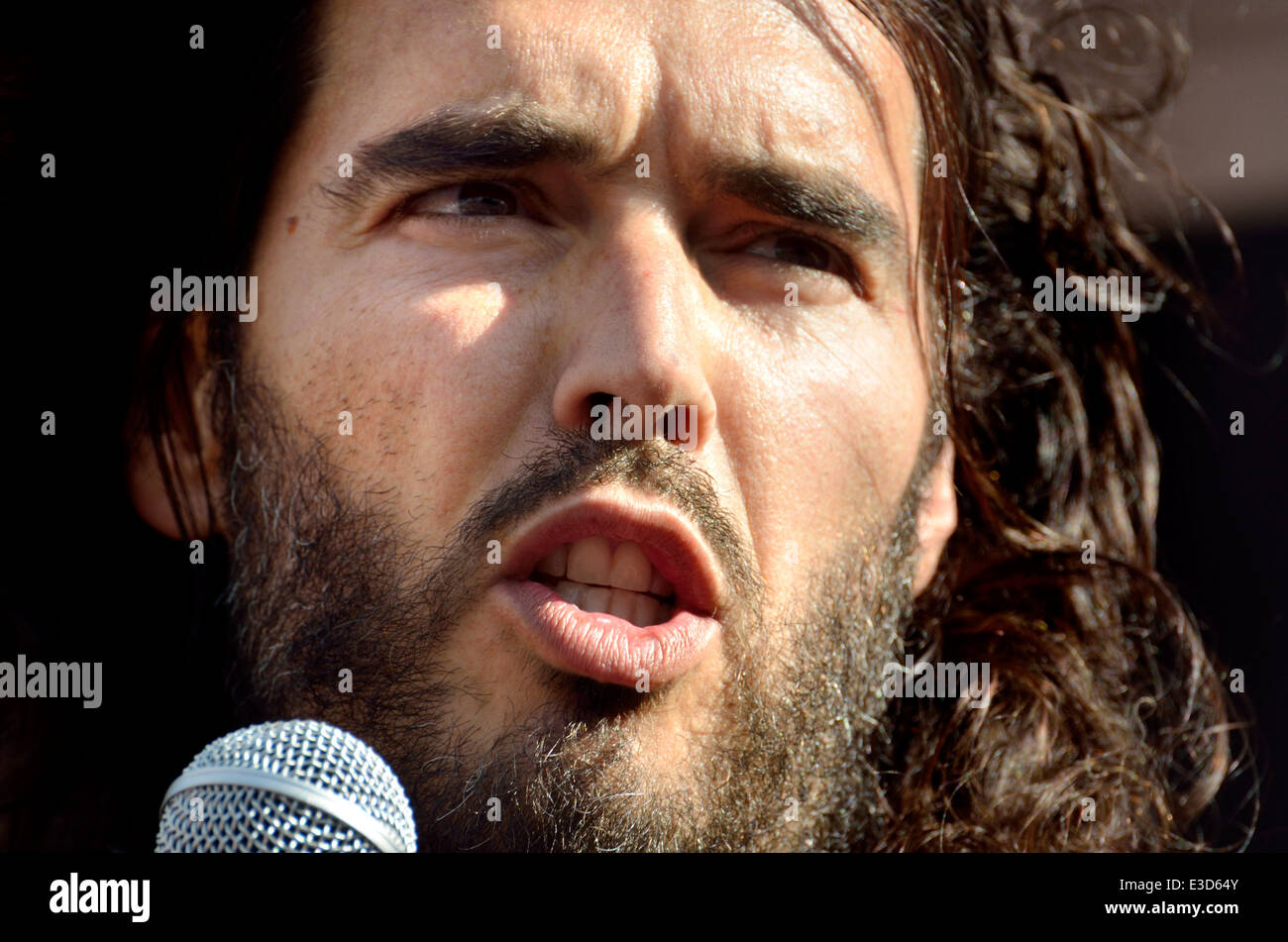 Russell Brand, comedian, speaking at The People's Assembly ...