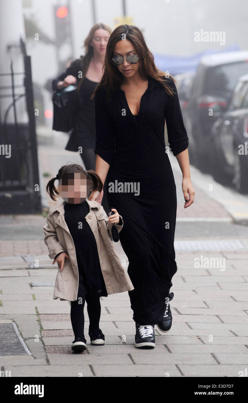 Myleene Klass and her daughter Hero seen out and about on a foggy ...