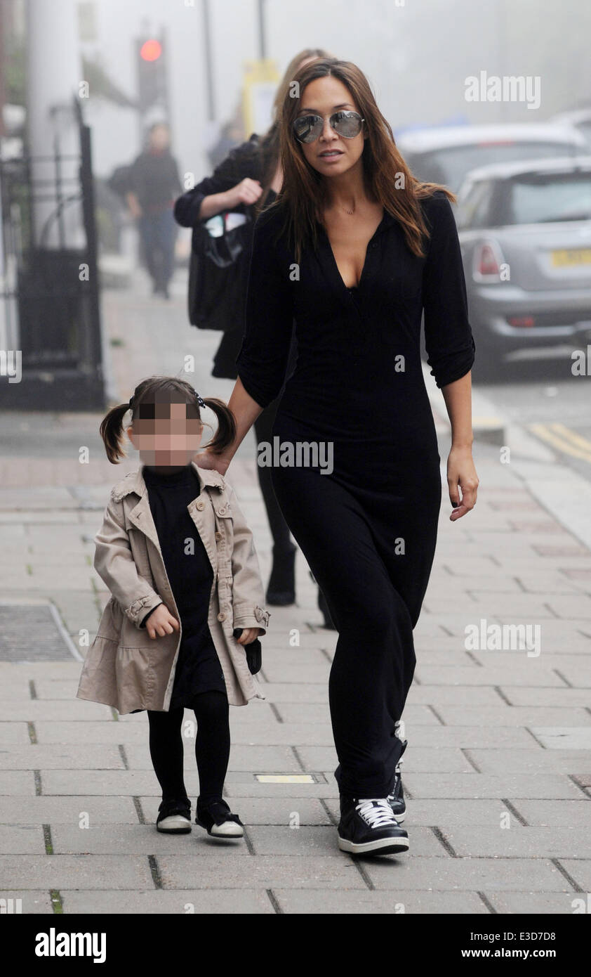 Myleene Klass and her daughter Hero seen out and about on a foggy ...