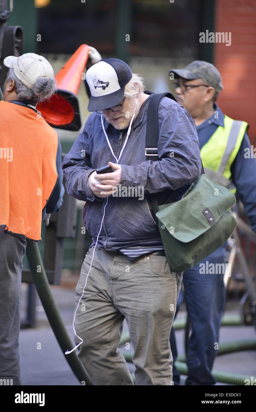 Philip Seymour Hoffman out and about in the Village with his headphones ...