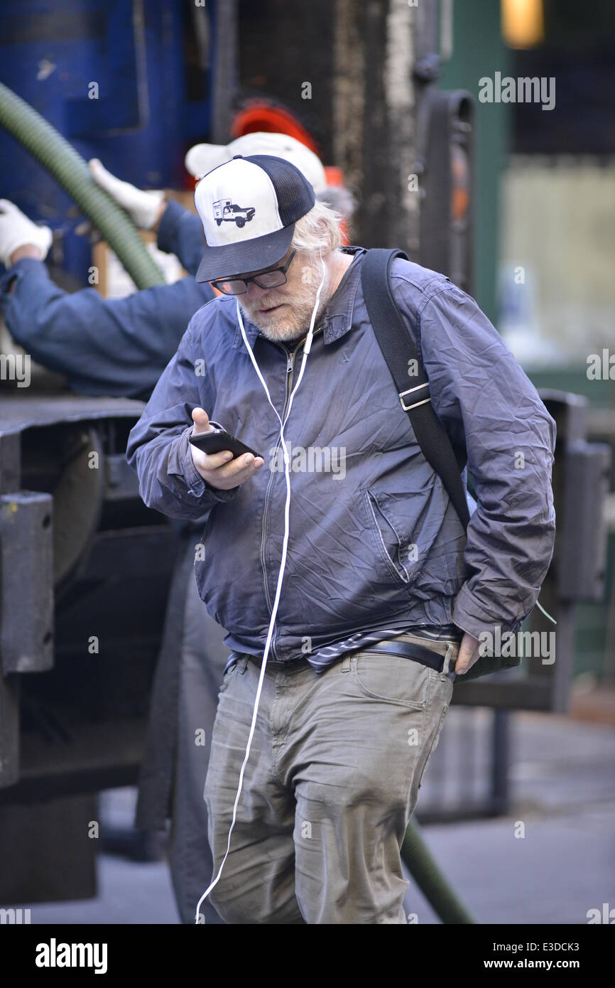 Philip Seymour Hoffman out and about in the Village with his headphones ...