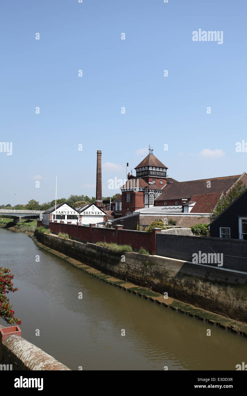 Harveys Brewery seen from Cliffe Bridge, Lewes Stock Photo - Alamy