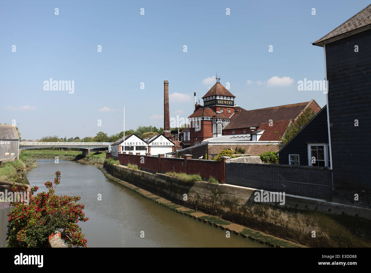Harveys Brewery seen from Cliffe Bridge, Lewes Stock Photo - Alamy