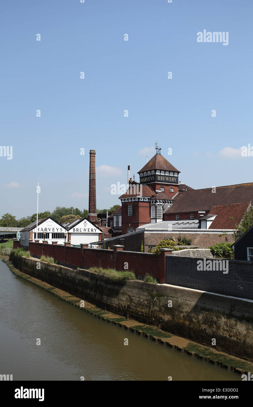 Harveys Brewery seen from Cliffe Bridge, Lewes. The brewery was founded ...