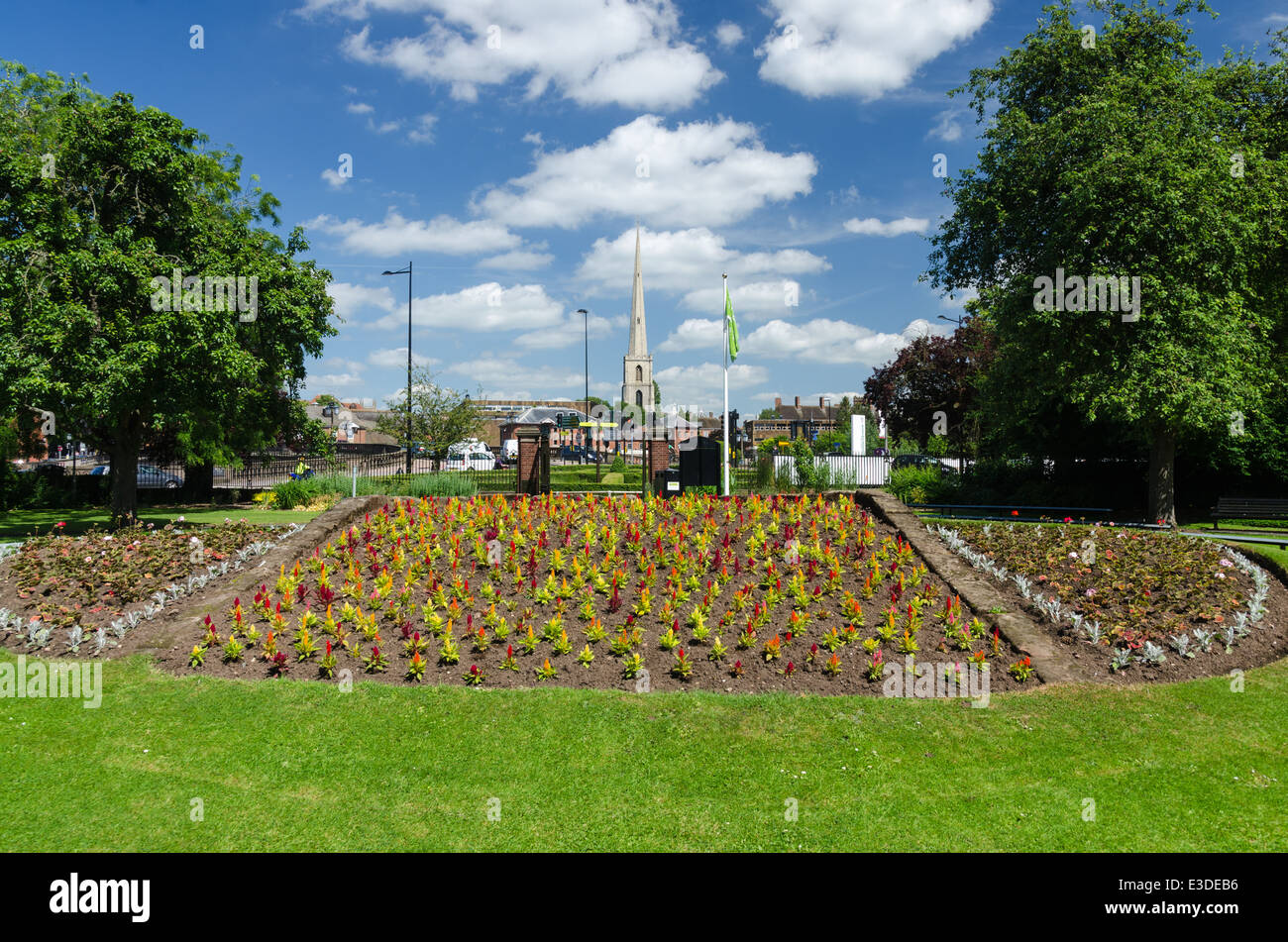 Colourful flower beds in Cripplegate Park, Worcester Stock Photo - Alamy