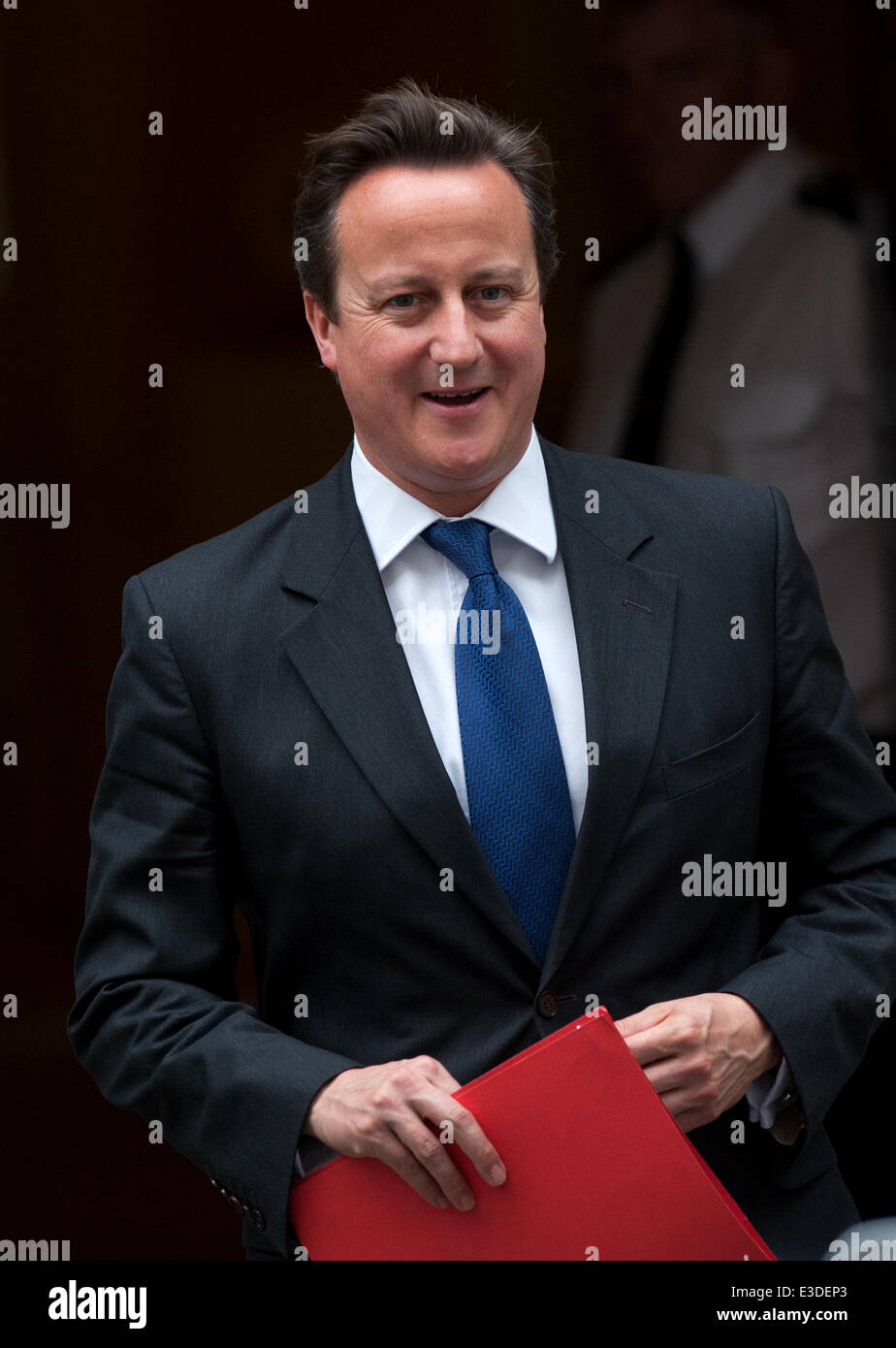 Prime Minister David Cameron leaves 10 Downing Street after a meeting ...
