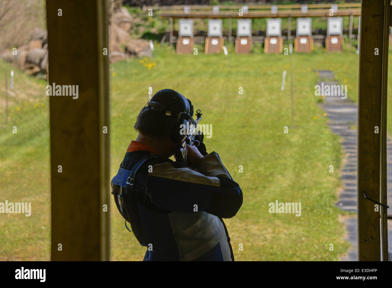 Rifle-range during shooting competition with .22 caliber rifles Stock ...