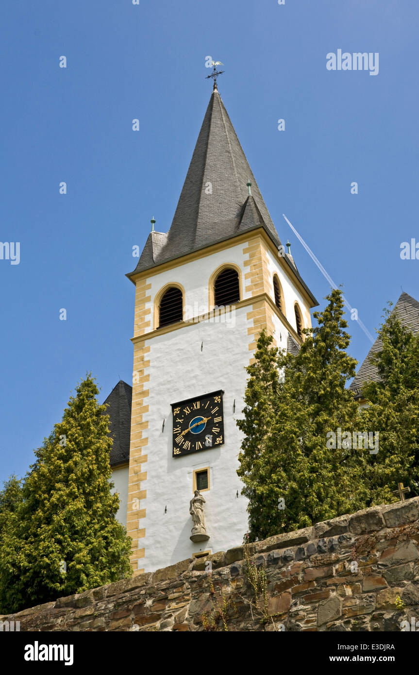 Church tower and blue sky, Unkel, Germany Stock Photo - Alamy