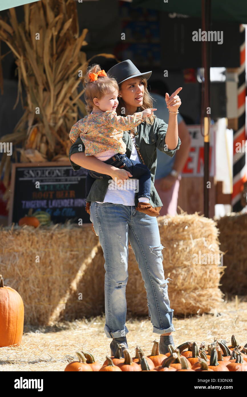 Jessica Alba takes her two daughters to Mr Bones Pumpkin Patch in West ...