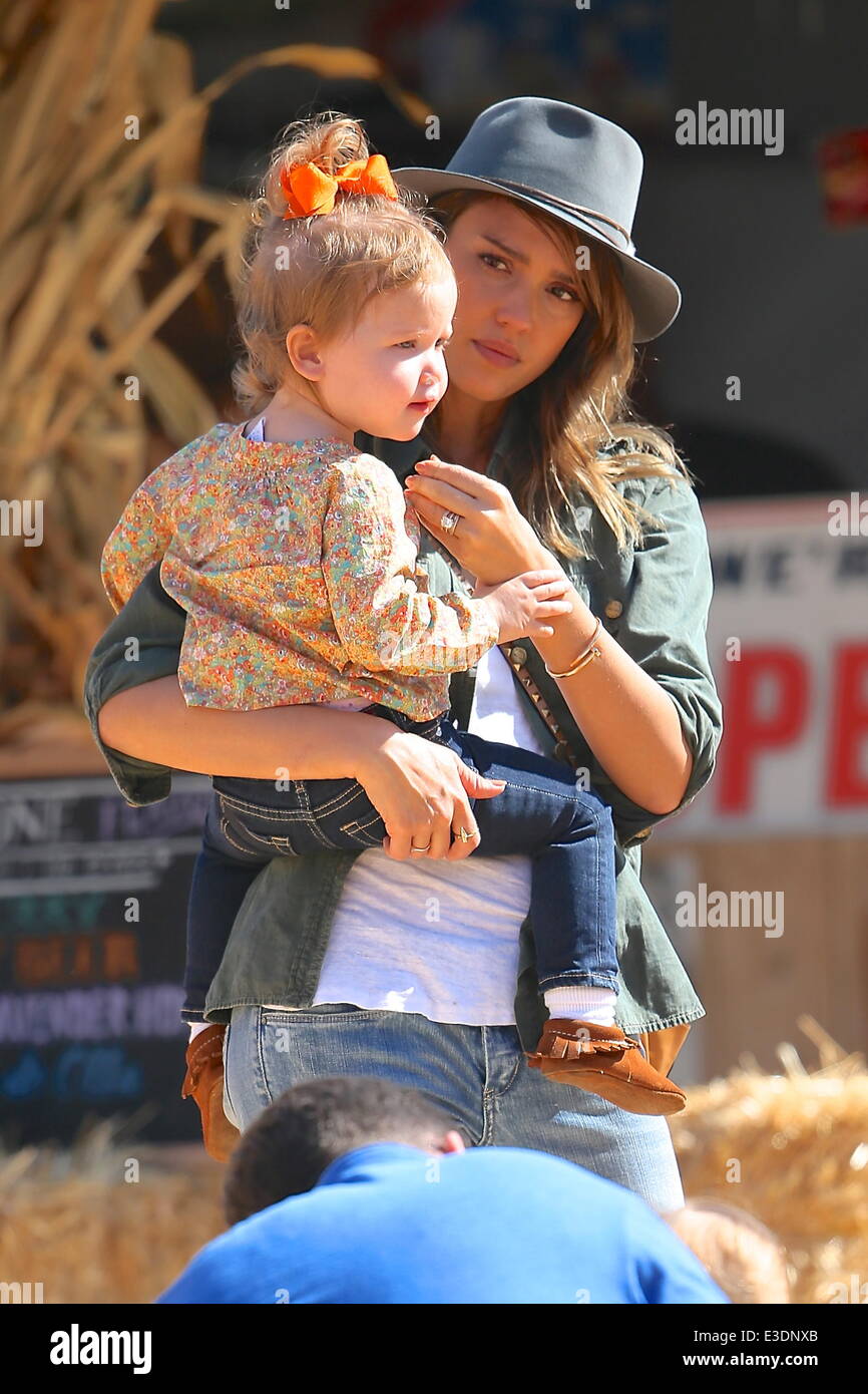 Jessica Alba takes her two daughters to Mr Bones Pumpkin Patch in West ...