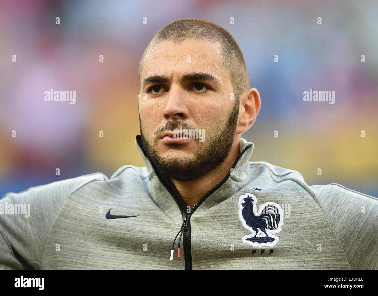 France's Karim Benzema is pictured before the FIFA World Cup 2014 group ...