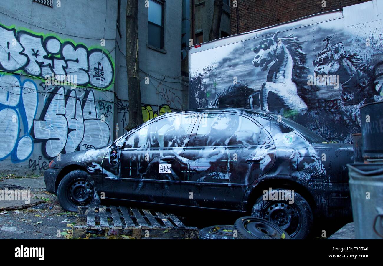 British graffiti artist Banksy gets political in his latest work in ...