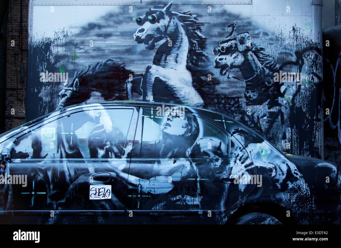 British graffiti artist Banksy gets political in his latest work in ...