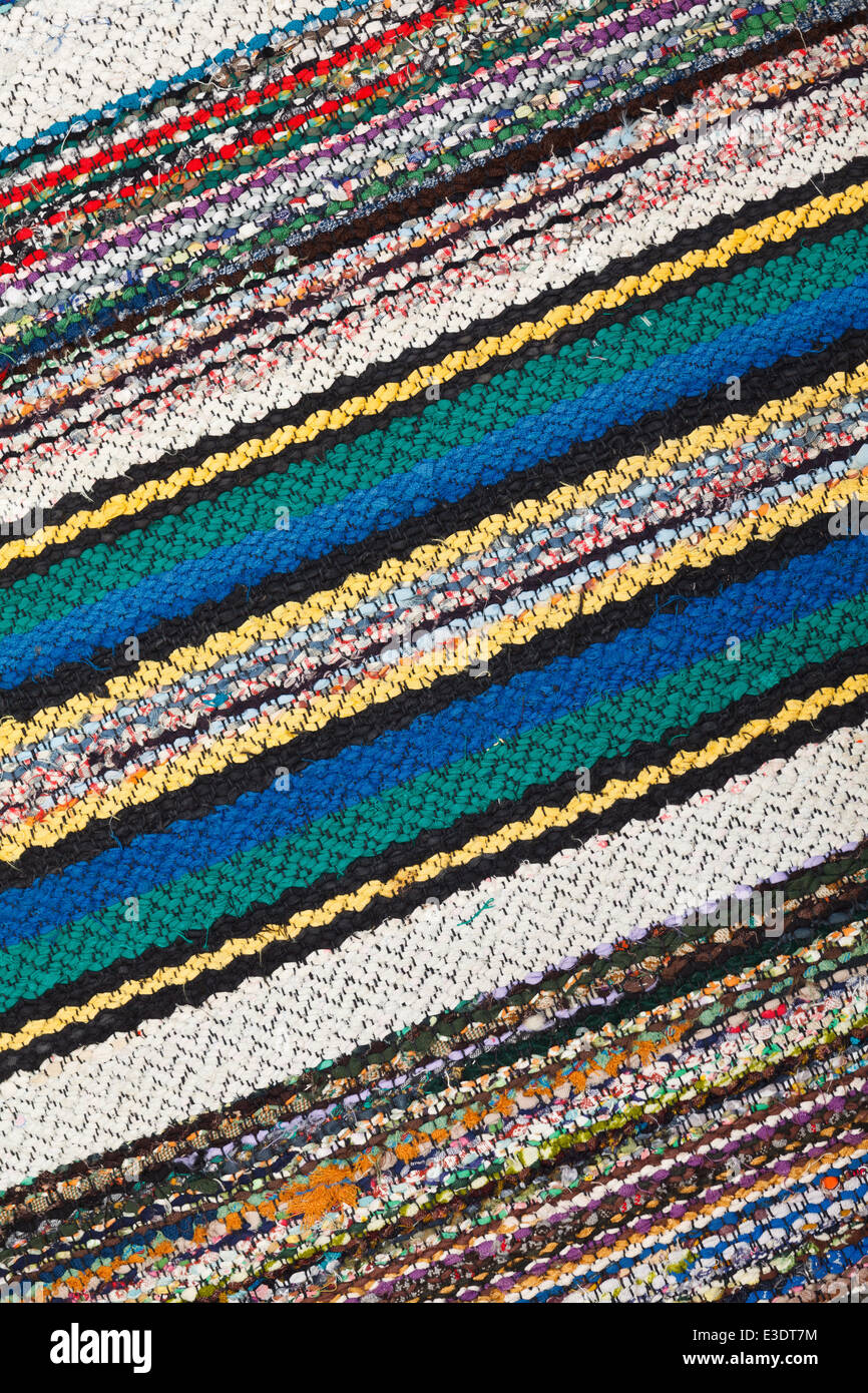 Picture of Bulgarian hand-made rag-carpets, different colors, close up ...