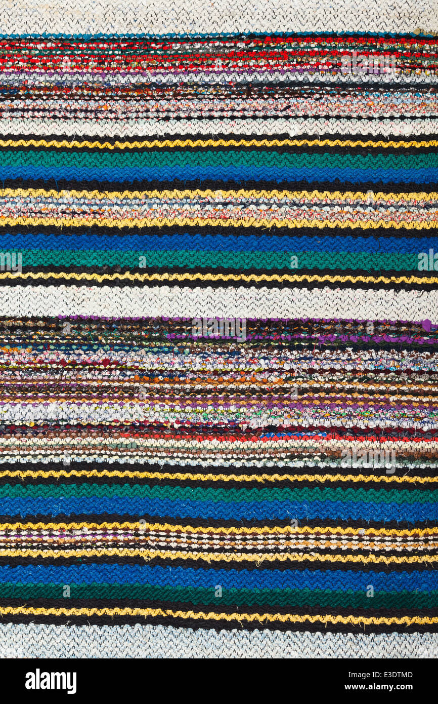Picture of Bulgarian hand-made rag-carpets, different colors, close up ...