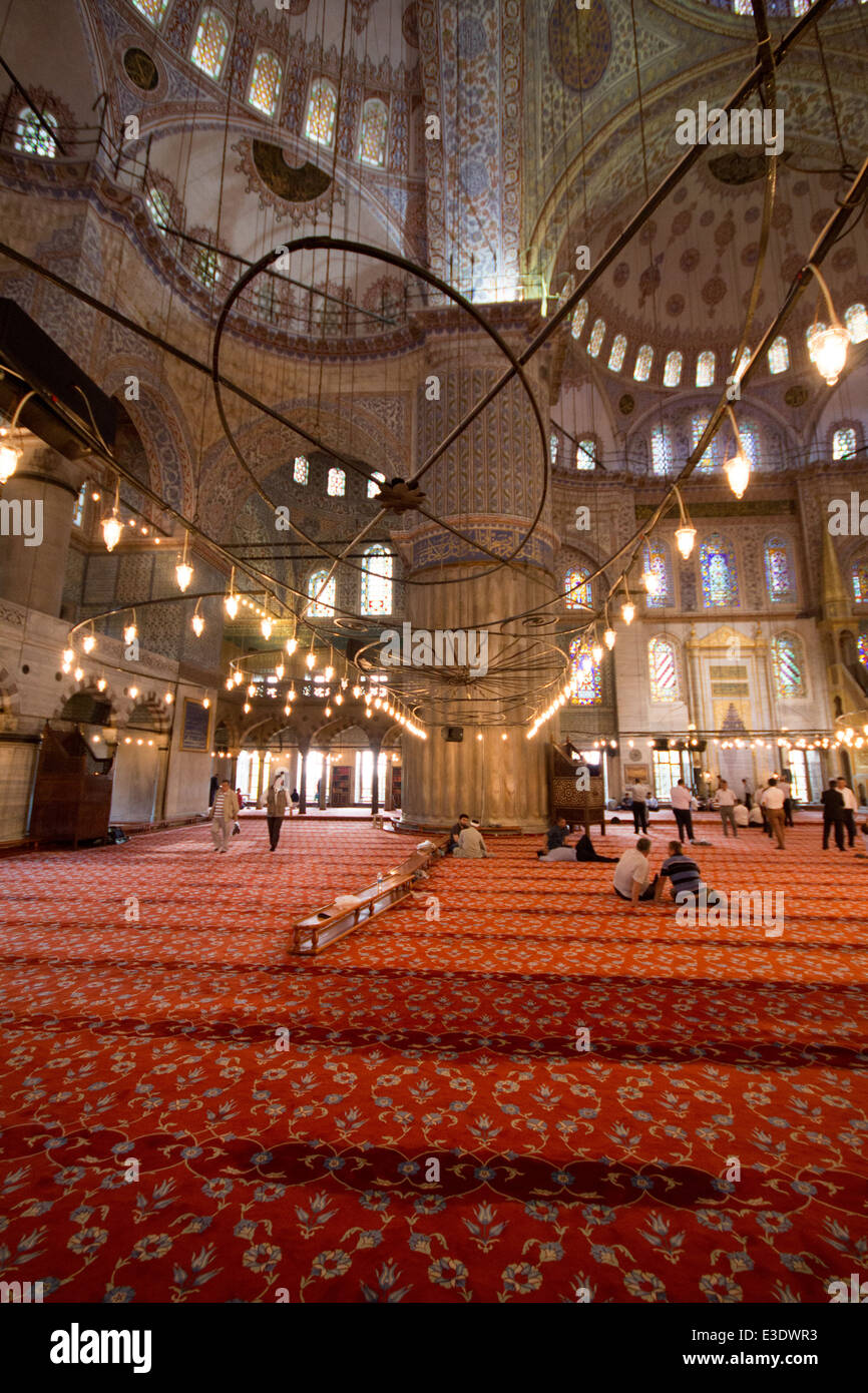 The interior ceiling of The Blue Mosque Istanbul Turkey Stock Photo - Alamy