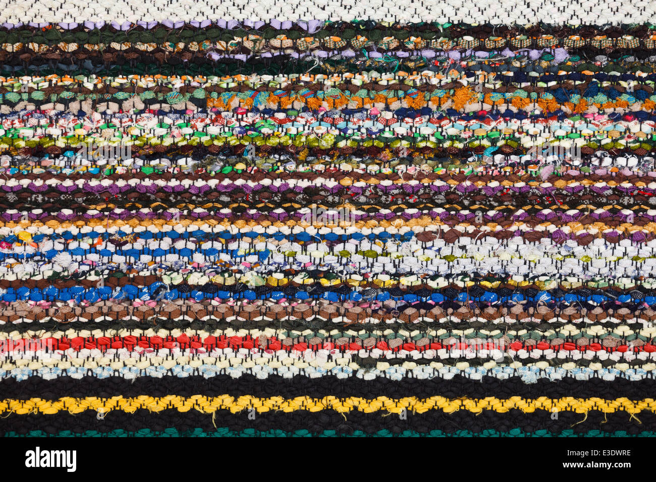 Picture of Bulgarian hand-made rag-carpets, different colors, close up ...