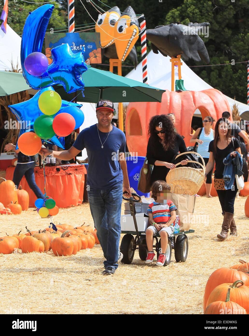 Tom Morello seen with his family at Mr. Bones Pumpkin Patch in West ...
