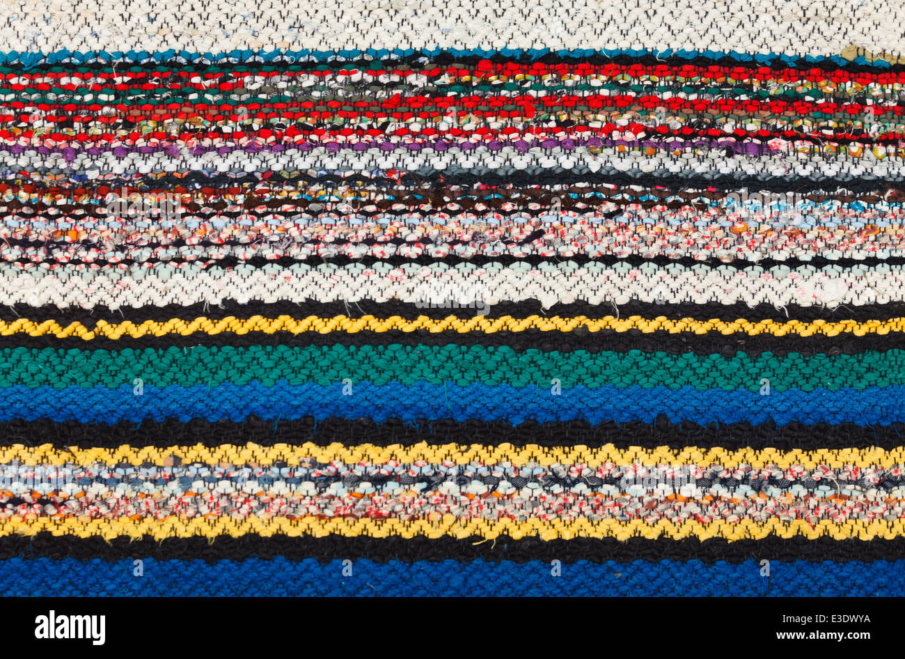 Picture of Bulgarian hand-made rag-carpets, different colors, close up ...