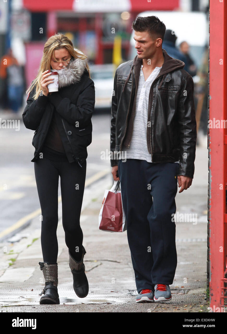 Abbey Clancy arrives at a London dance studio with her professional ...