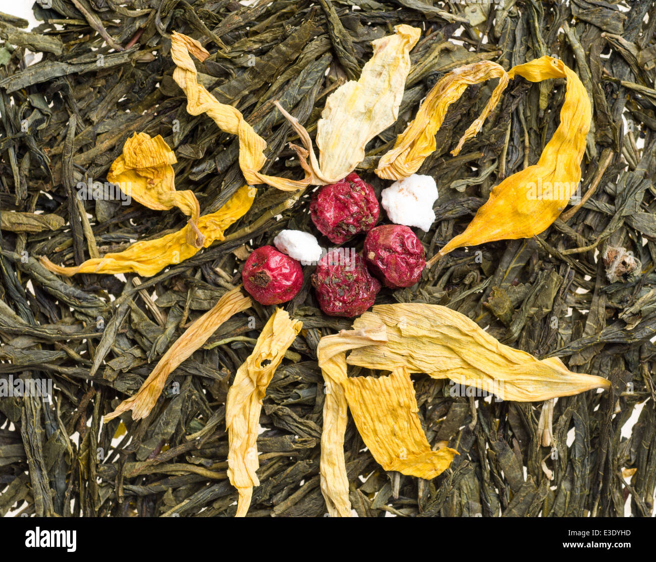 Heap of dry chinese green tea - background texture. Macro shot Stock ...