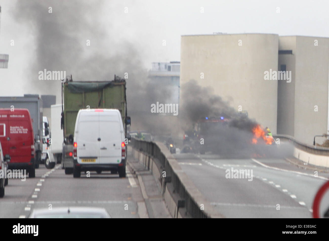 A car fire on the London bound A40 brings the network to a stand still ...