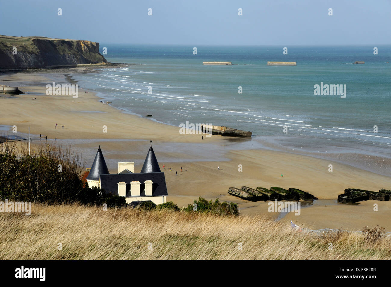 D-Day,Artificial port at Arromanches,Mulberry harbour,Landing beach ...