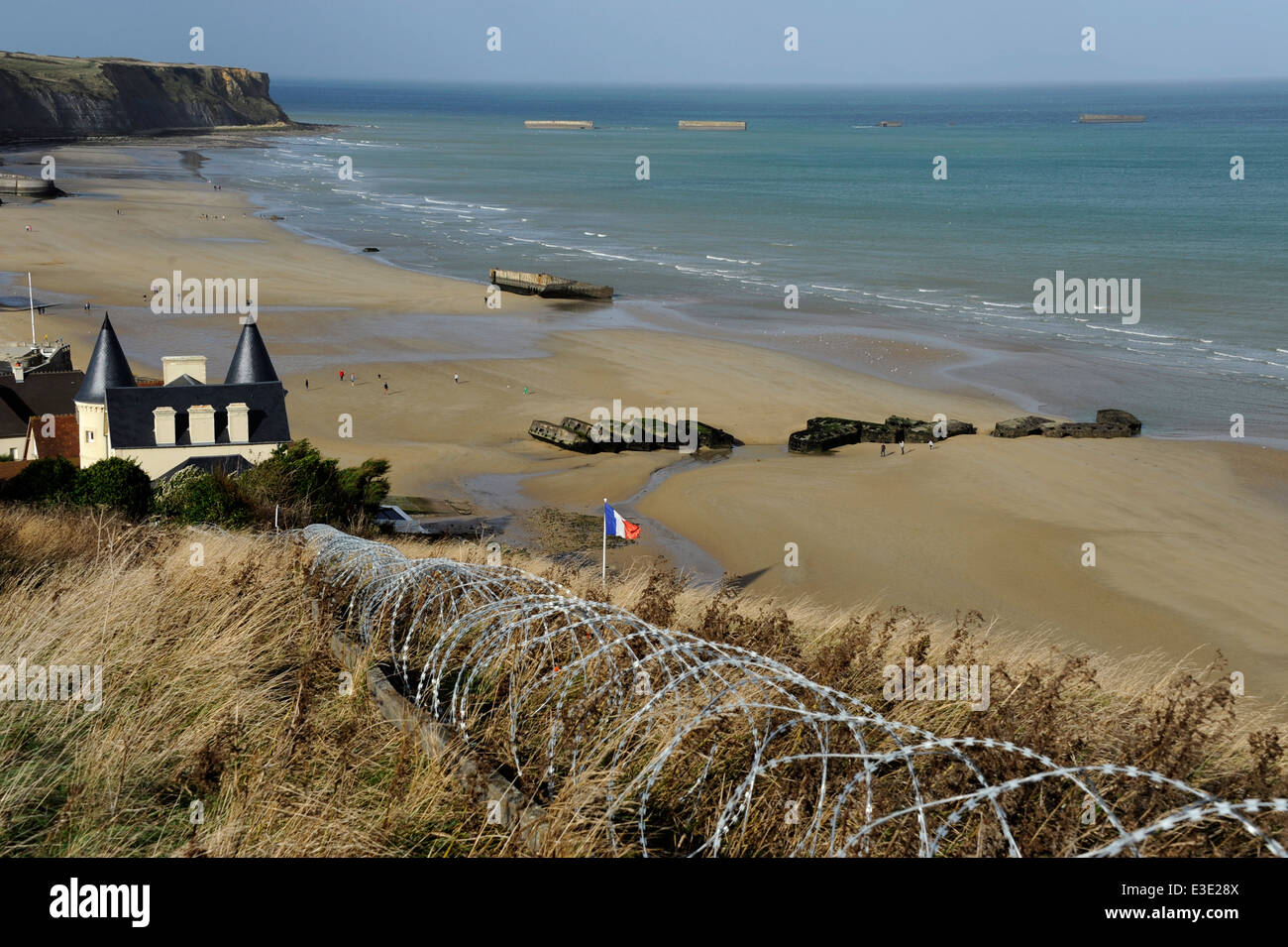 D-Day,Artificial port at Arromanches,Mulberry harbour,Landing beach ...