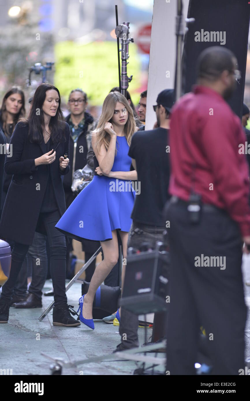 Cara Delevingne modelling on a photoshoot for Donna Karan's mainline ...