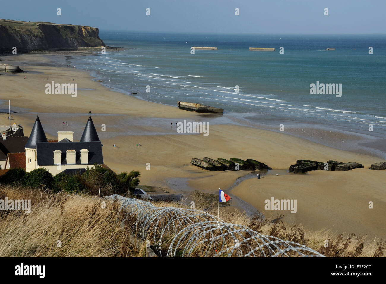 D-Day,Artificial port at Arromanches,Mulberry harbour,Landing beach ...