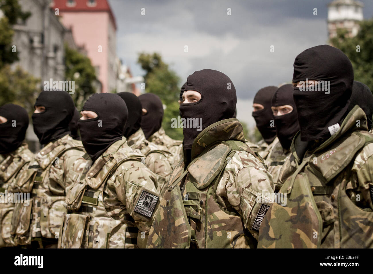 Kiev, Ukraine. 23rd June, 2014. Soldiers of Azov battalion swear in ...