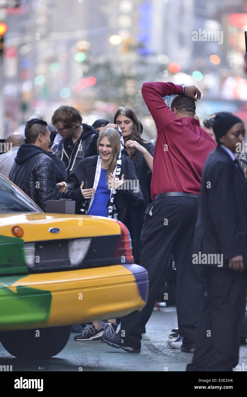 Cara Delevingne modelling on a photoshoot for Donna Karan's mainline ...