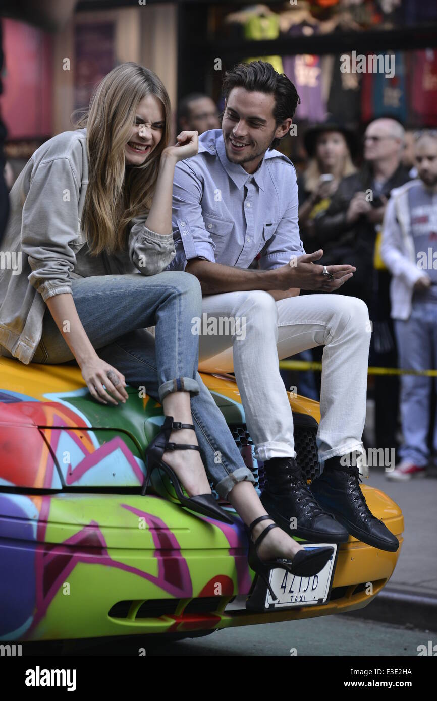 Cara Delevingne modelling on a photoshoot for Donna Karan's mainline ...