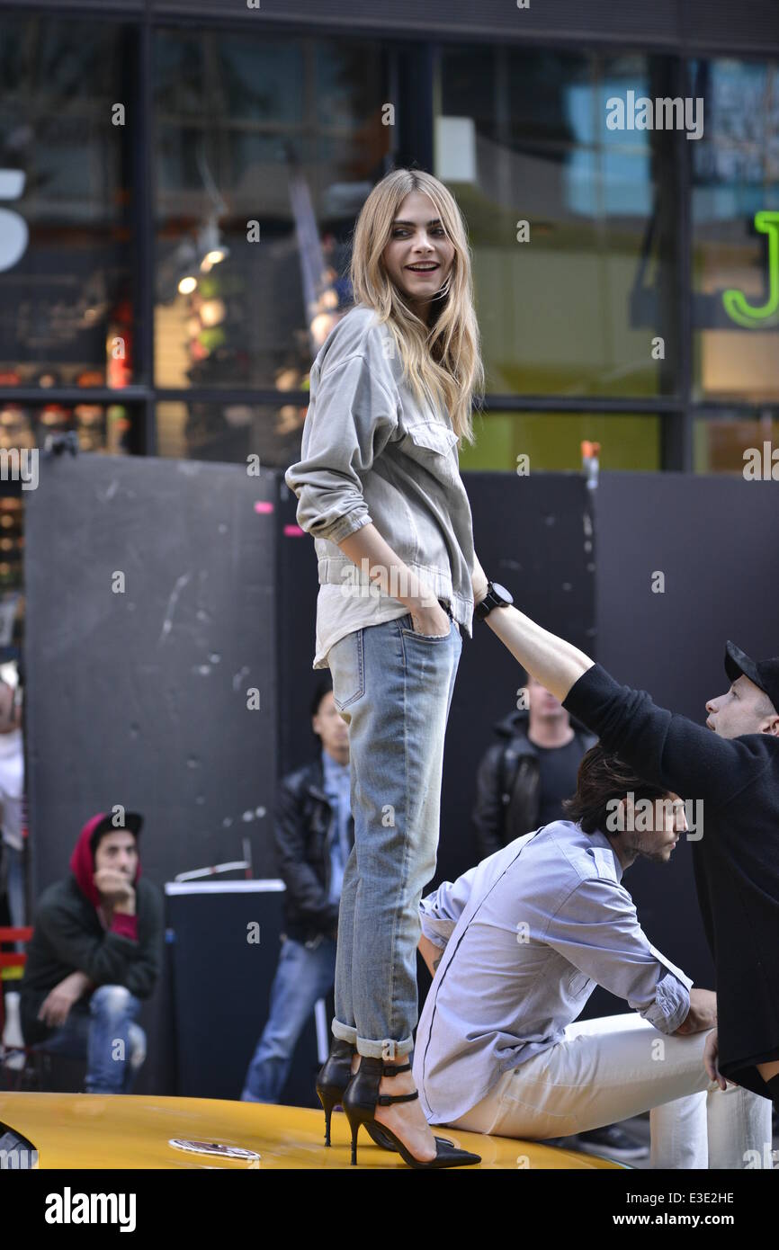 Cara Delevingne modelling on a photoshoot for Donna Karan's mainline ...