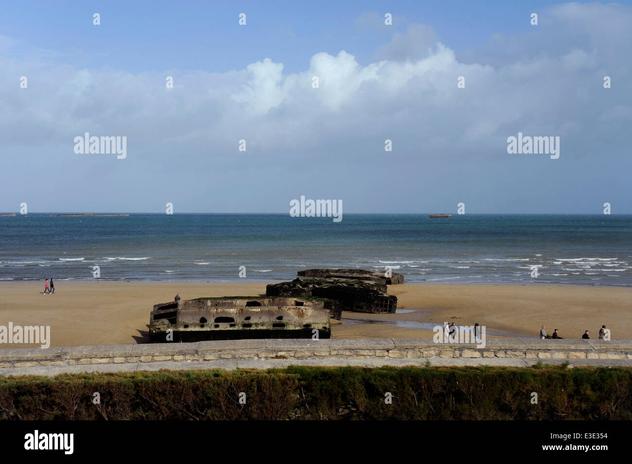 D-Day,Artificial port at Arromanches,Mulberry harbour,Landing beach ...
