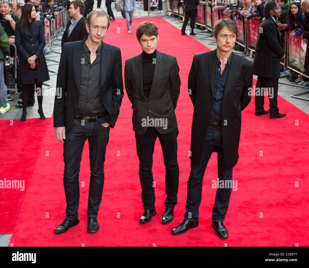 Suede band members, Mat Osman , Neil Codling and Brett Anderson attend ...