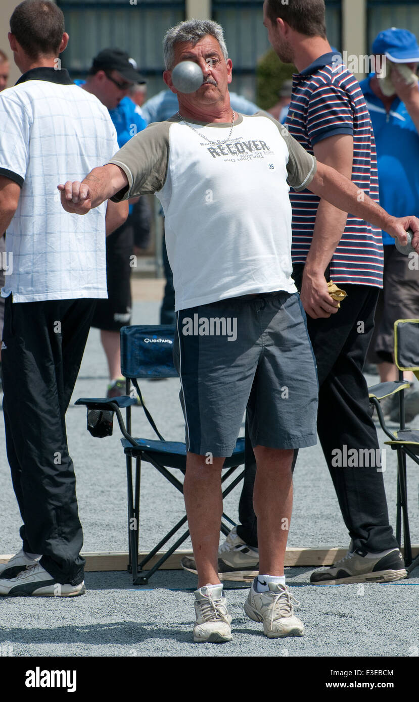 male boules, petanque player, villedieu les poeles, normandy, france ...