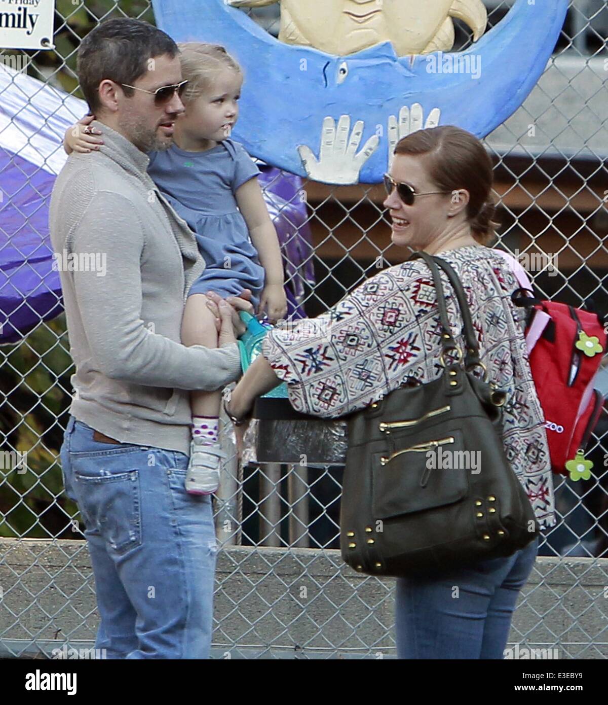 Amy Adams and family arrive for a school party Featuring: Amy Adams ...