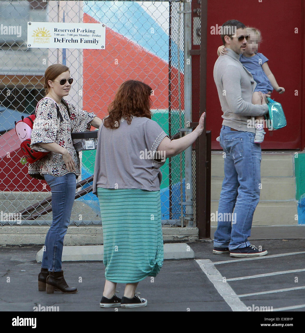 Amy Adams and family arrive for a school party Featuring: Amy Adams ...