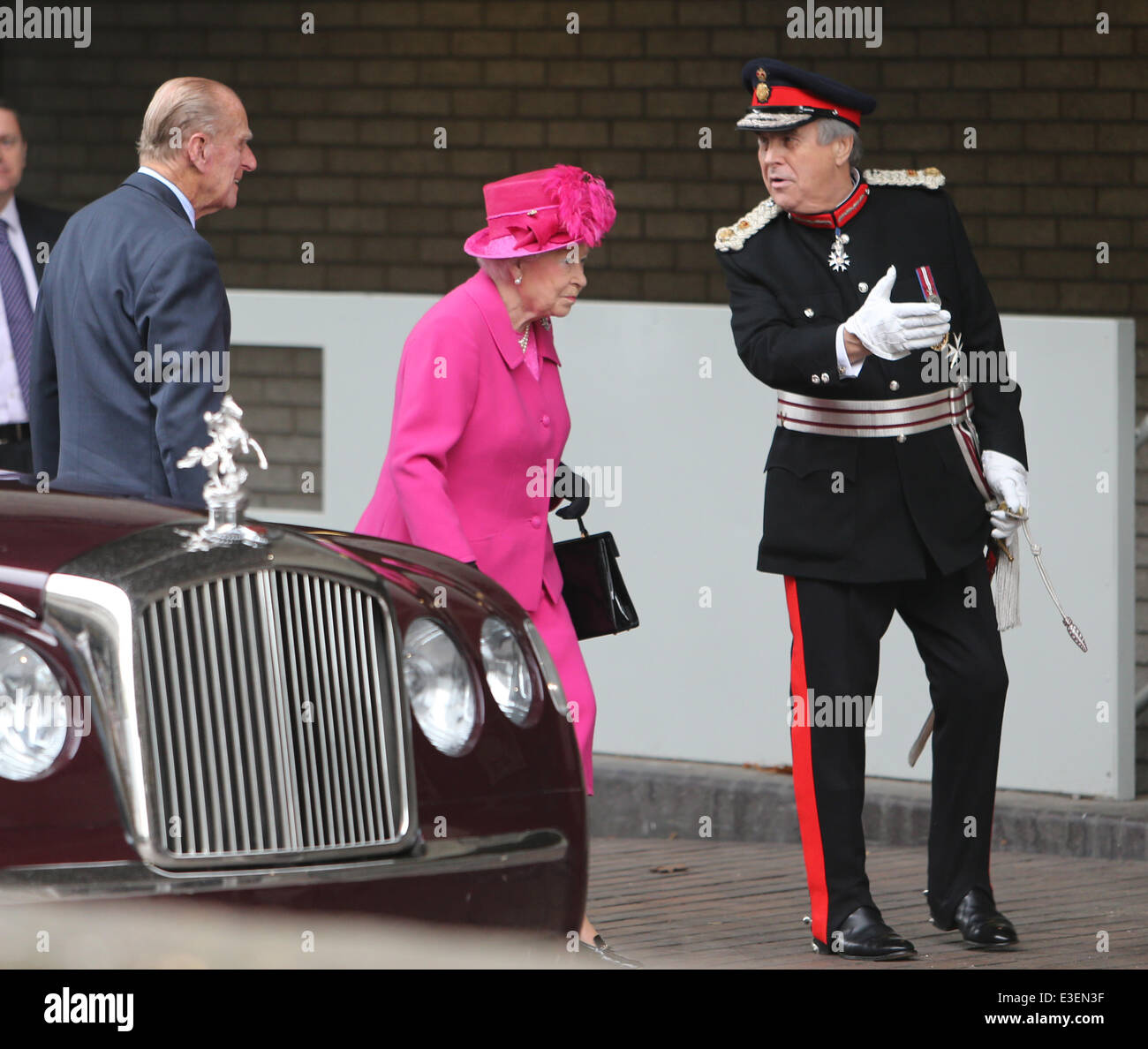 The Queen outside the National Theatre Featuring: Queen Elizabeth II ...