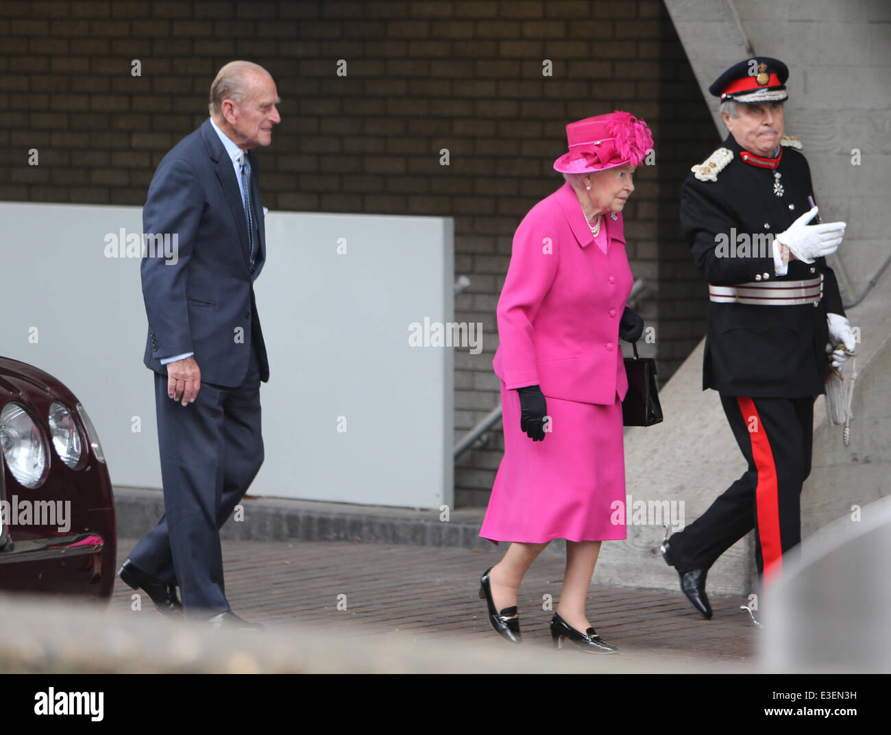 The Queen outside the National Theatre Featuring: Queen Elizabeth II ...