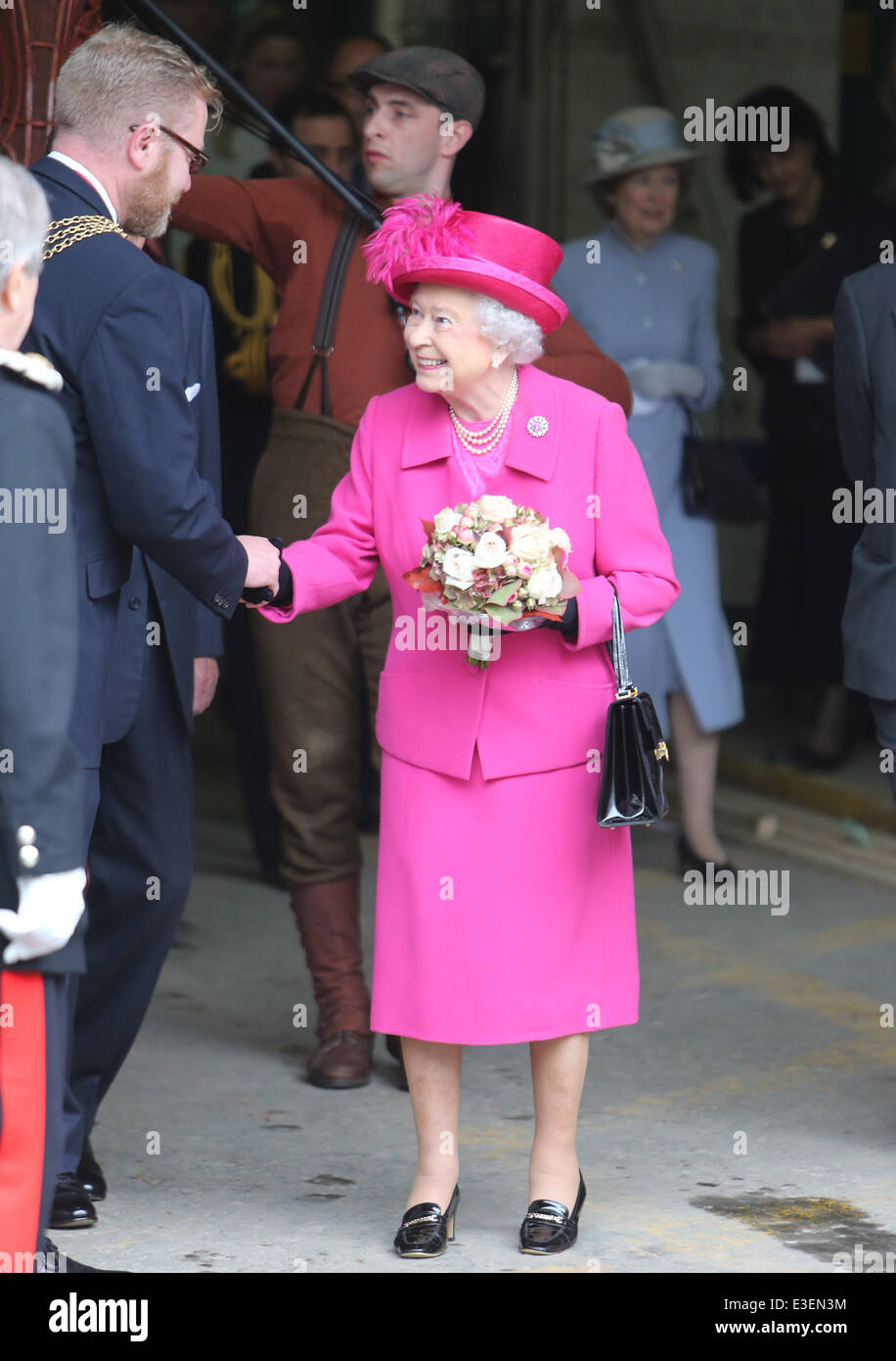 The Queen outside the National Theatre Featuring: Queen Elizabeth II ...
