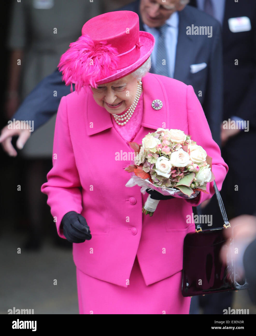 The Queen outside the National Theatre Featuring: Queen Elizabeth II ...