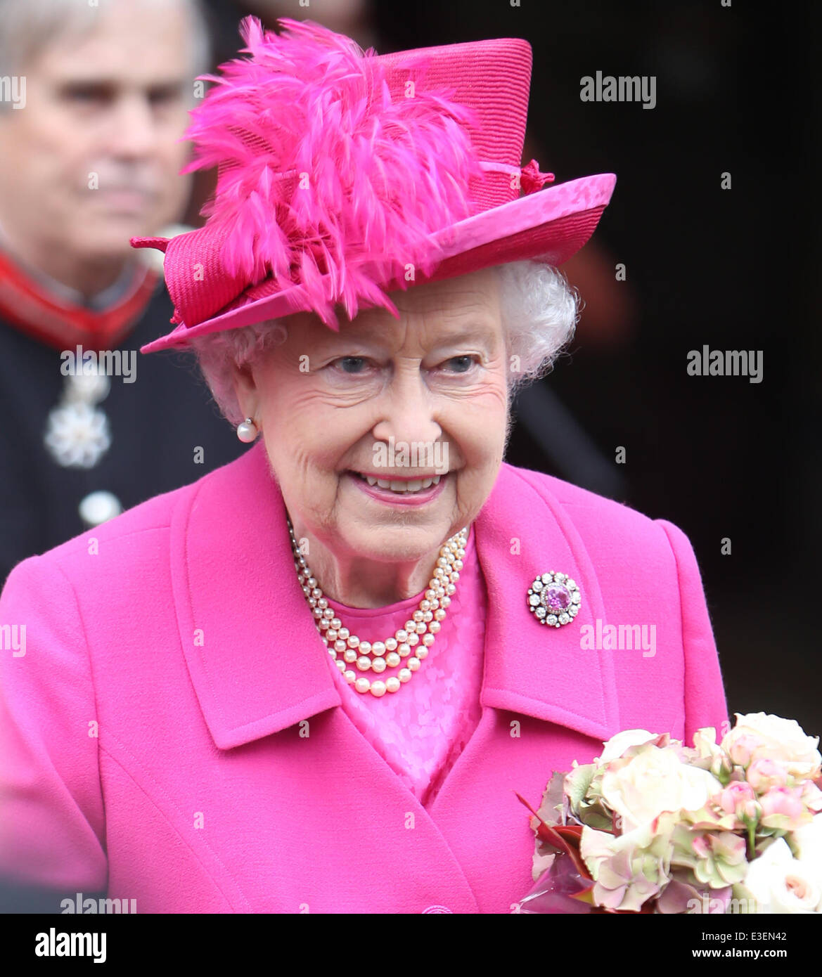 The Queen outside the National Theatre Featuring: Queen Elizabeth II ...