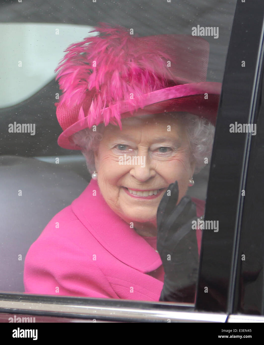 The Queen outside the National Theatre Featuring: Queen Elizabeth II ...