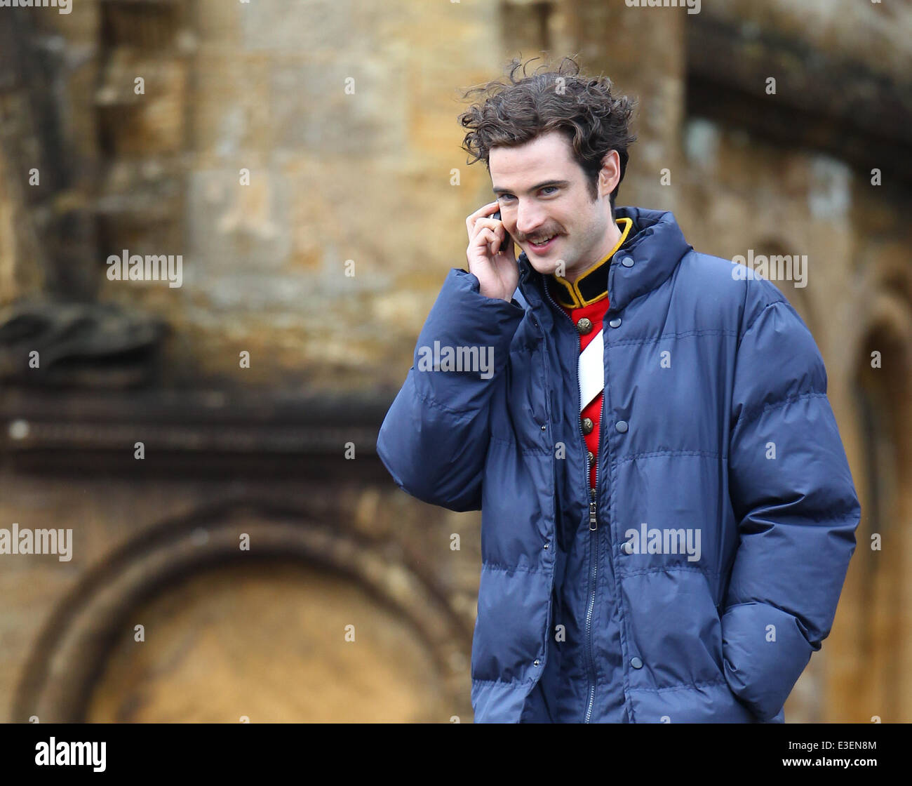 Tom Sturridge films a scene for the movie Far from the Madding Crowd in ...