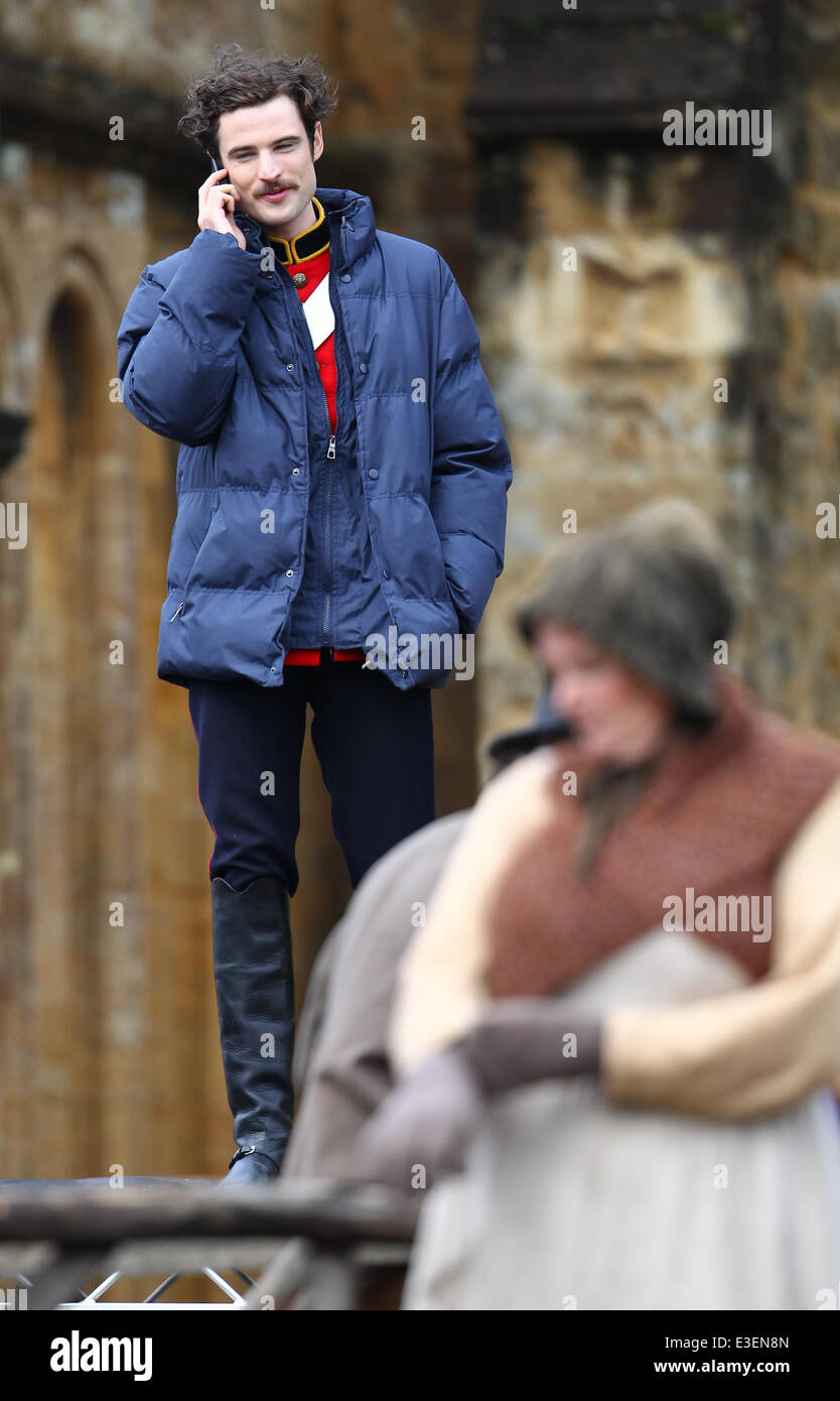 Tom Sturridge films a scene for the movie Far from the Madding Crowd in ...